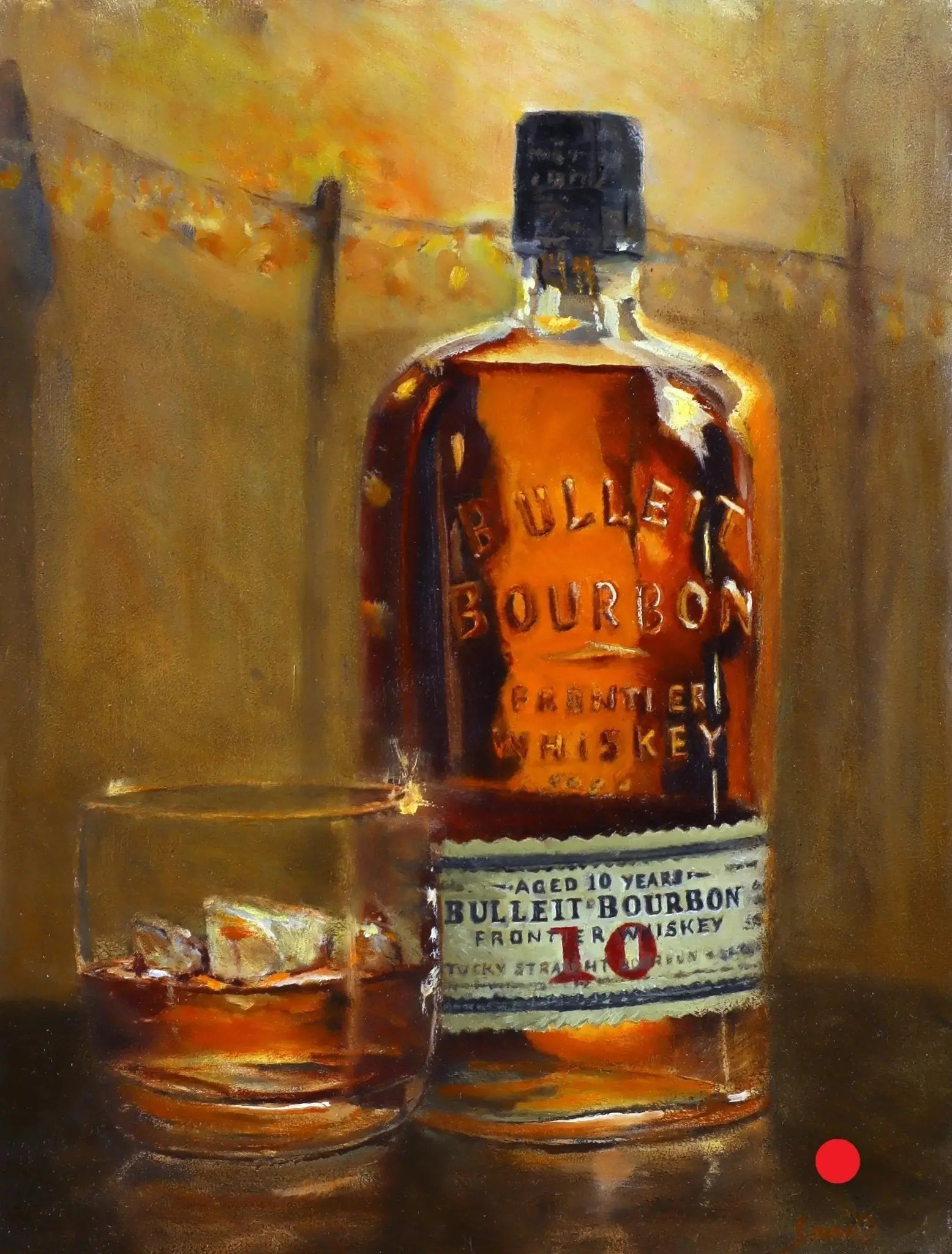 Bourbon Oil Painting - Bulleit Bourbon bar art 'On the Rocks' - Max ...